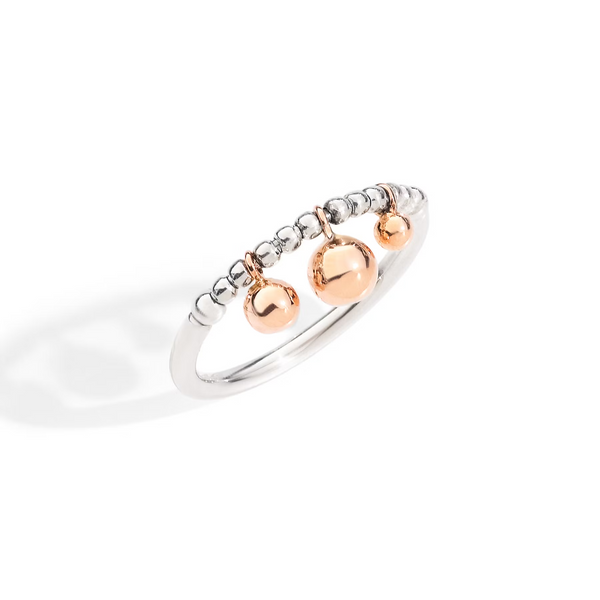 Dodo Bollicine Ring in Sterling Silver with Rose Gold and Silver Spher