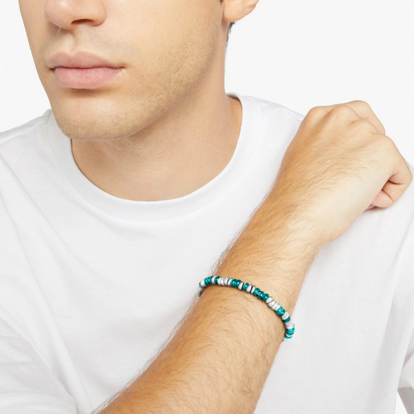 Dodo Rondelle Bracelet in Sterling Silver with Recycled Plastic (Dark