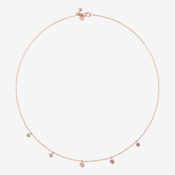 Dodo Bollicine Necklace in 9K Rose Gold with Five Coloured Gemstones