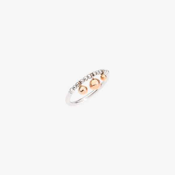 Dodo Bollicine Ring in Sterling Silver with Rose Gold and Silver Spher
