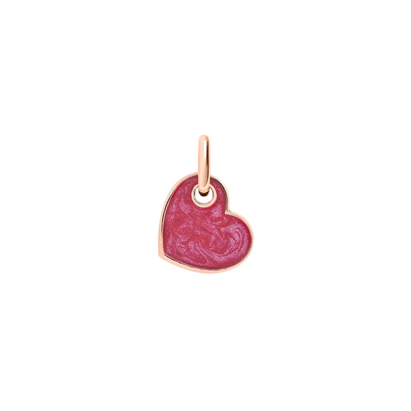 DoDo HEART Charm Mother of Pearl Enamel in Raspberry Pink